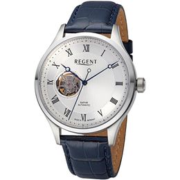 Regent Uhren Regent Herren Mechanische Uhr Armbanduhr,Automatikuhr,Herren,Saphirglas,Lederarmband,Made in Germany blau