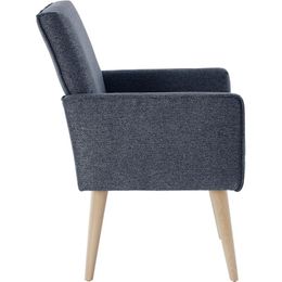 exxpo - sofa fashion Sessel &raquo;Lungo, Loungesessel mit moderner Kedernaht, bequem und elegant&laquo; Breite 64 cm, hoher Holzfu&szlig; blau