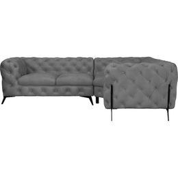 Home Affaire Chesterfield-Sofa &raquo;Amaury L-Form&laquo; moderne Chersterfield-Optik, Breite 262 cm, Fu&szlig;farbe w&auml;hlbar grau Struktur (100% Polyester);Samtoptik (