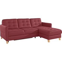 exxpo - sofa fashion Ecksofa &raquo;Elio, kompakt, bequem & zeitloses Design, Breite 217cm, L-Form&laquo; wahlweise mit Bettfunktion rot Luxus-Kunstleder;