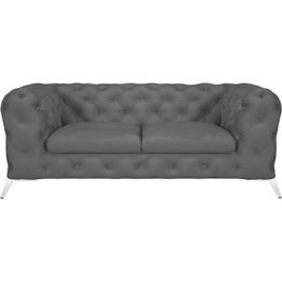 Home Affaire Chesterfield-Sofa &raquo;Amaury&laquo; aufw&auml;ndige Knopfheftung, moderne Chesterfield Optik, Fu&szlig;farbe w&auml;hlbar grau Struktur (100% Polyester9;Samtoptik
