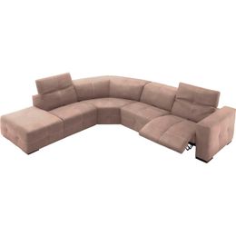 Egoitaliano Ecksofa &raquo;Sauvanne, Designsofa der Extraklasse, elegant und bequem&laquo; wahlweise mit elektrischer Relaxfunktion, Kopfteilverstellung beige Leder &raquo;BULL&laquo; (