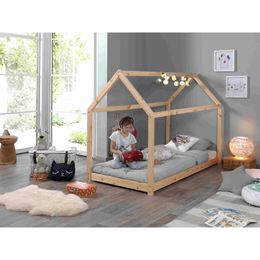 Vipack Kinderbett &raquo;Cabane, Kiefer massiv, Made in Europe, inklusive Rolllattenrost&laquo; wahlweise in 2 Farben und 2 Gr&ouml;&szlig;en erh&auml;ltlich, Bodenfreiheit ca. 2,5 cm 