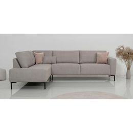 OTTO home Ecksofa &raquo;Melby&laquo; Breite 275 cm, in einem weichen Struktur Stoff, lose R&uuml;ckenkissen braun 100% Polyester