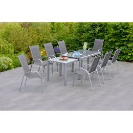 Merxx Garten-Essgruppe &raquo;Amalfi di Lusso&laquo; 9 Stk. tlg. silber Aluminium, Polyester