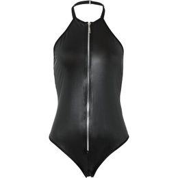 bonprix Damen bonprix Body Stringbody ouvert aus Wetlook schwarz 48/50 (XL), N-Gr