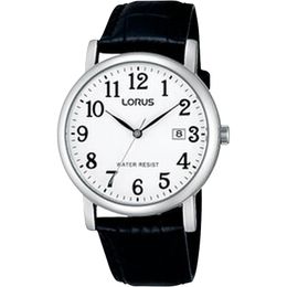Lorus Herren Lorus Quarzuhr Armbanduhr, Herrenuhr, Damenuhr, Datum, Lederarmband schwarz