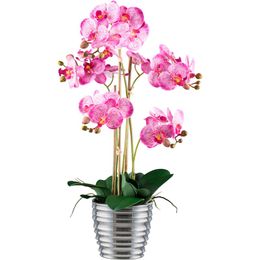 Creativ green Kunstorchidee &raquo;Orchidee Phalaenopsis&laquo; mit silberfarbenem Keramiktopf pink Kunststoff