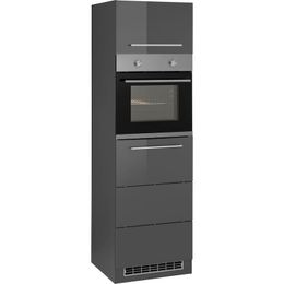 KOCHSTATION Backofen/K&uuml;hlumbauschrank &raquo;KS-Wien&laquo; 60 cm breit, f&uuml;r autarken Backofen und Einbauk&uuml;hlschrank grau MDF