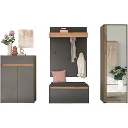 Home Affaire Garderoben-Set &raquo;City/Giron, moderne Garderobe, viel Stauraum, ca. 24 Schuhe&laquo; Set, 4 Stk. tlg. grau Holzwerkstoff