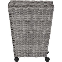 Locker W&auml;schekorb Polyrattan, mit Rollen grau Polyrattan