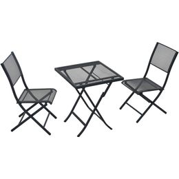 Merxx Garten-Essgruppe &raquo;&raquo;Samos&laquo;&laquo; Set, Pulverbeschichtetes Stahlgestell, 3 Stk. tlg. Tisch klappbar: LxB: 60x60 cm grau Stahl
