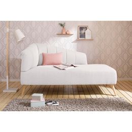 OTTO home Recamiere &raquo;Lucy, Chaiselonge mit Massivholzf&uuml;&szlig;en und Steppung,&laquo; Armlehne links und rechts bestellbar beige Struktur fein( 100% Polyester)