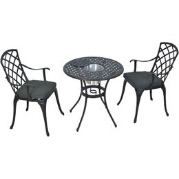 Merxx Garten-Essgruppe &raquo;&raquo;Rhodos&laquo;&laquo; Set, Aluminiumguss, Inkl. Auflagen, 5 Stk. tlg. Tisch: &Oslash;x H: 70x70 cm grau Aluminium