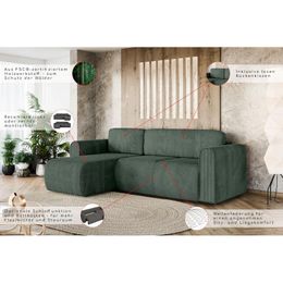 OTTO home Ecksofa &raquo;Zacharia wahlweise Schlafsofa mit Bettkasten, B/T/H 250/166/86 cm&laquo; L-Form mit Wellenunterfederung, Recamiere beidseitig montierbar 