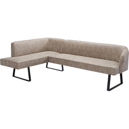 exxpo - sofa fashion Eckbank &raquo;Americano&laquo; mit Keder und Metallf&uuml;&szlig;en, Bezug in verschiedenen Qualit&auml;ten braun