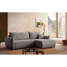 Home Affaire Ecksofa &raquo;MAVAS Schlafsofa mit Bettkasten, L-Form,&laquo; ca.257/127cm (Liegefl&auml;che 212/145 cm), Cord, Chenille, Struktur grau