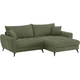 Ecksofa &raquo;Blackburn II L-Form&laquo; Wahlweise mit Kaltschaumpolsterung bis 140 kg belastbar gr&uuml;n Stripes (92% Polyester / 8% Nylon)