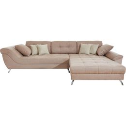 Jockenh&ouml;fer Ecksofa &raquo;San Francisco L-Form&laquo; mit eingearbeiteter Kaltschaummatte und Steppung, inklusive Kissen braun Luxus-Microfaser ALCATOP (100% Polyester);
