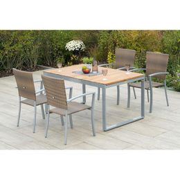 Merxx Garten-Essgruppe &raquo;Savona&laquo; 5 Stk. tlg. grau Aluminium, Kunststoff