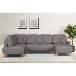 Home Affaire Wohnlandschaft &raquo;TRIPLO U-Form wahlweise mit Schlaffunktion, B/T/H: 310/192/90 cm&laquo; Schlafsofa, auch mit Bettkasten, Steppung im 