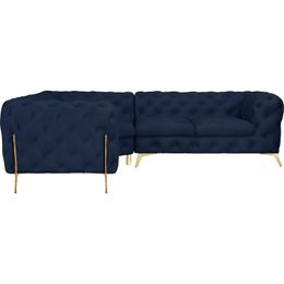 Home Affaire Chesterfield-Sofa &raquo;Amaury L-Form&laquo; moderne Chersterfield-Optik, Breite 262 cm, Fu&szlig;farbe w&auml;hlbar blau Struktur (100% Polyester);Samtoptik (