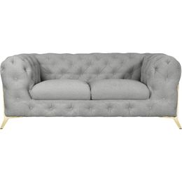 Home Affaire Chesterfield-Sofa &raquo;Amaury&laquo; aufw&auml;ndige Knopfheftung, moderne Chesterfield Optik, Fu&szlig;farbe w&auml;hlbar silber Struktur (100% Polyester9;