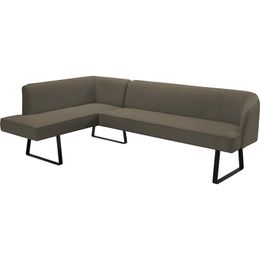 exxpo - sofa fashion Eckbank &raquo;Americano&laquo; mit Keder und Metallf&uuml;&szlig;en, Bezug in verschiedenen Qualit&auml;ten grau