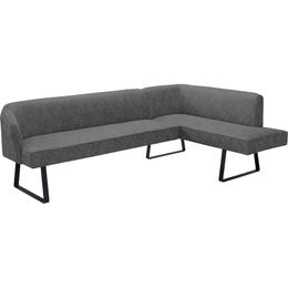 exxpo - sofa fashion Eckbank &raquo;Americano&laquo; mit Keder und Metallf&uuml;&szlig;en, Bezug in verschiedenen Qualit&auml;ten grau