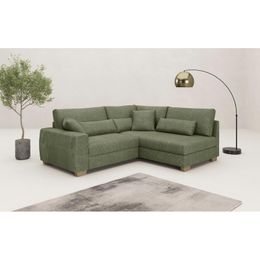 Ecksofa &raquo;Hilla L-Form, bis 140 kg belastbar&laquo; mit Taschenfederkern, wahlweise mit Bettfunktion gr&uuml;n Stripes (92% Polyester / 8% Nylon)