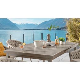 Destiny Garten-Essgruppe &raquo;MOLINO IMOLA&laquo; 4x Sessel, 1x Tisch, inkl. Auflagen, 5 Stk. tlg. Aluminium, Polywood, Rope grau Aluminium