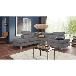 exxpo - sofa fashion Ecksofa &raquo;Fiji, L-Form&laquo; mit Kopf- bzw. R&uuml;ckenverstellung, wahlweise mit Bettfunktion grau Luxus-Kunstleder;Webstoff (100% 