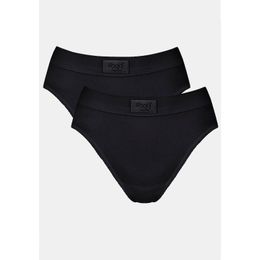 Sloggi Damen Sloggi Tai-Slip &raquo;Double Comfort&laquo; 2er Pack, elastisch, hoher Beinausschnitt, Baumwollmix, sportlicher Look schwarz 36