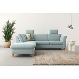Home Affaire Ecksofa &raquo;Trelleborg L-Form&laquo; Federkern-Polsterung, wahlweise mit Bettfunktion und Stauraum blau 100% Polyester