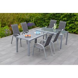 Merxx Garten-Essgruppe &raquo;Amalfi di Lusso&laquo; 7 Stk. tlg. silber Aluminium, Polyester
