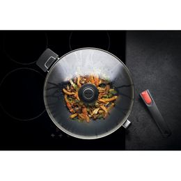 WOLL MADE IN GERMANY Wok &raquo;Diamond Lite&laquo; Aluminiumguss &Oslash; 34 cm, mit Glasdeckel, Induktion grau