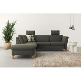 Home Affaire Ecksofa &raquo;Trelleborg L-Form&laquo; Federkern-Polsterung, wahlweise mit Bettfunktion und Stauraum grau 100% Polyester