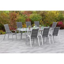 Merxx Garten-Essgruppe &raquo;Amalfi di lusso&laquo; 7 Stk. tlg. 6 Sessel mit Tisch grau Aluminium, Polyester