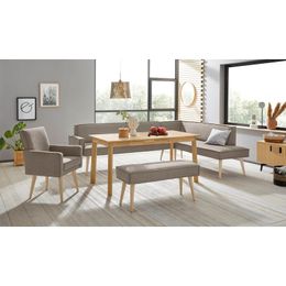 exxpo - sofa fashion Eckbank &raquo;Lungo, moderne Kedernaht, bequem und elegant, hoher Holzfu&szlig;&laquo; hochwertige Detailverarbeitung, frei im Raum stellbar grau 