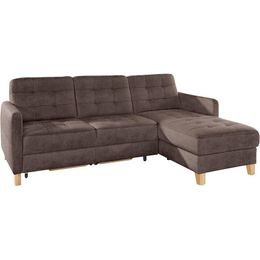 exxpo - sofa fashion Ecksofa &raquo;Elio, kompakt, bequem & zeitloses Design, Breite 217cm, L-Form&laquo; wahlweise mit Bettfunktion braun Luxus-Kunstleder;