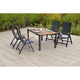 Merxx Garten-Essgruppe &raquo;Astros&laquo; 5 Stk. tlg. grau Aluminium, Massivholz