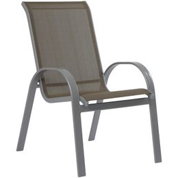 Merxx Garten-Essgruppe &raquo;Amalfi&laquo; 6x Stapelsessel, 1x Ausziehtisch 140(200)x90 cm, 7 Stk. tlg. pulverbeschichtetes Aluminium, aus 100% Polyester, f&uuml;r 6 