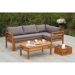 Merxx Gartenlounge-Set &raquo;Brasilia&laquo; 9 Stk. tlg. inkl. Auflagen beige Massivholz