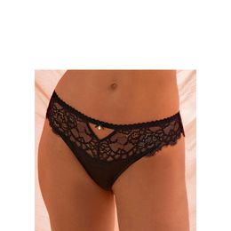 Lascana Damen Lascana String &raquo;Alana&laquo; mit hohem Seidenanteil und edler Spitze schwarz 36/38