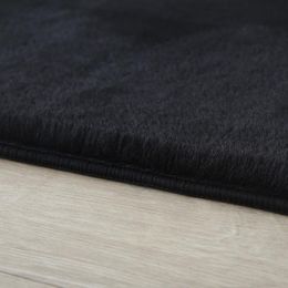 Ayyildiz Teppiche Hochflor-Teppich &raquo;POUFFY 5100&laquo; rund 20 mm H&ouml;he L&auml;ufer, weicher glatter Softflor, Kaninchen Fell Haptik, waschbar schwarz Polyester