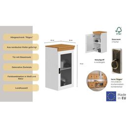 Home Affaire H&auml;ngeschrank &raquo;R&uuml;gen&laquo; Breite 40 cm, FSC zertifiziertes Massivholz, T&uuml;r mit Glaseinsatz gelb Massivholz