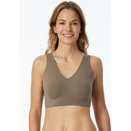 Schiesser Damen Bustier &raquo;Invisible Soft&laquo; Microfaser, Lasercut-Abschl&uuml;sse, V-Ausschnitt braun 40, N-Gr
