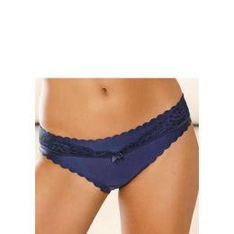 Lascana Damen Lascana Bikinislip mit extra flachen Kanten und feiner Spitze blau 32/34