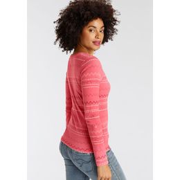 Kangaroos Damen Kangaroos Langarmshirt sehr figurbetonte Passform, mit Zick-Zack-Muster, aus 100% Baumwolle rosa 52/54