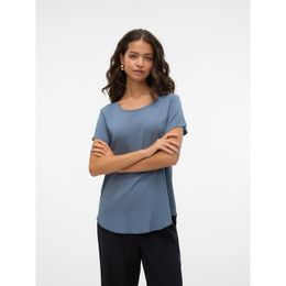 V&eacute;ro Moda Vero Moda Damen Blusenshirt &raquo;VMBELLA SS TOP WVN GA NOOS&laquo; Viskosemischung, abgerundeter Saum blau XS